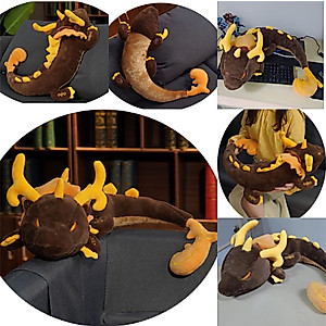 BOOTANO Set Plushie Genshin Impact Zhong Li Dragon 27.6 Inch Hugging Pillow and Cute Kawaii Zhongli Keychain Soft Stuffed Animal for Fans Kids Birthday Gifts