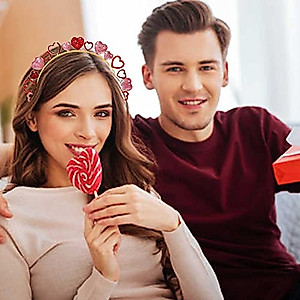 CEALXHENY Valentine’s Day Heart Headbands for Women Glitter Heart Hairbands Crystal Love Heart Hair Hoop Party Hair Accessory Gifts (Style C)