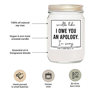 Younique Designs Apology Gifts 8oz Candle - Im Sorry Gifts for Her, Apology Gifts for Her, Girlfriend, Wife - Sorry Gift, Apology Gift for Him, Men - Unique I'm Sorry Gifts (Lavender & Vanilla)