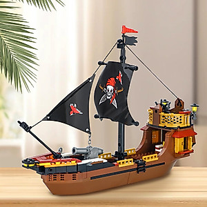 BRICK STORY Pirate Ship Building Set Toy Boats and Ships Construction Toy Xmas Gifts Boys Present for 6-12 Year Old, 167pcs