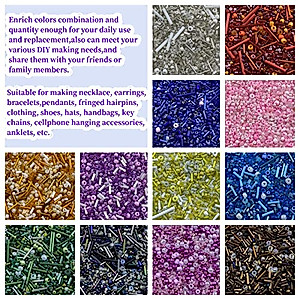 90g Mix Glass Seed Beads Tube Beads Bugle Beads,3000pcs Glass Bulk Spacer Beads Multi Size 1.5-4.5mm Glass Beads Kit for Jewelry Making DIY Craft Bracelets Necklace Earring Making (Purple Series)