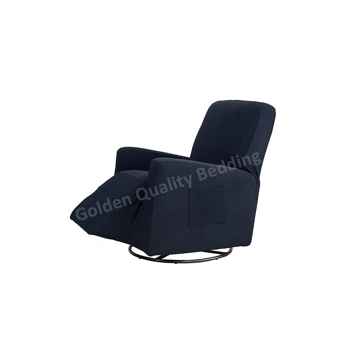 Golden Quality Bedding Stretch Recliner Slipcover One Piece Furniture Protector with Elastic Straps and Pocket Polyester Spandex Super Soft Non-Brushed Fabric Fits Most Recliner Sizes (Navy Blue)