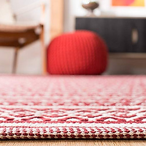 SAFAVIEH Montauk Collection Runner Rug - 2'3" x 8', Ivory & Red, Handmade Flat Weave Boho Farmhouse Cotton, Ideal for High Traffic Areas in Living Room, Bedroom (MTK341C)