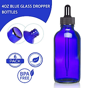 STARSIDE 6 Pack 120 ml 4 oz Amber Glass Bottles with Glass Droppers and Black cap.Glass Dropper Bottles for Essential Oils,Lab Chemicals,Colognes,Perfumes.Included 1 Brush,2 Funnels and 12 Labels.