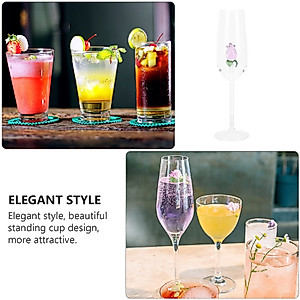 Red Wine Glass Rose Wine Glass Crystal Flute Rose Flower Goblet Cocktail Cup Drinking Glassware for Halloween Christmas Wedding Birthday Party Decoration Pink (20x6cm)