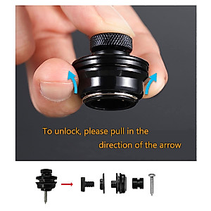 Kuylive 3 Pairs Guitar Strap Lock Set with 8 Rubber Blocks Metal Button Security Straplock Quick Release Strap Retainer System For Electric Acoustic Guitar, Bass, Ukulele (Gold Silver Black)