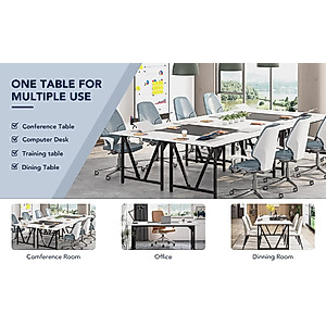 Tribesigns 12FT Conference Table,4 PCS Large Rectangle Meeting Seminar Table for 10-14 Person,Long Business Tables
