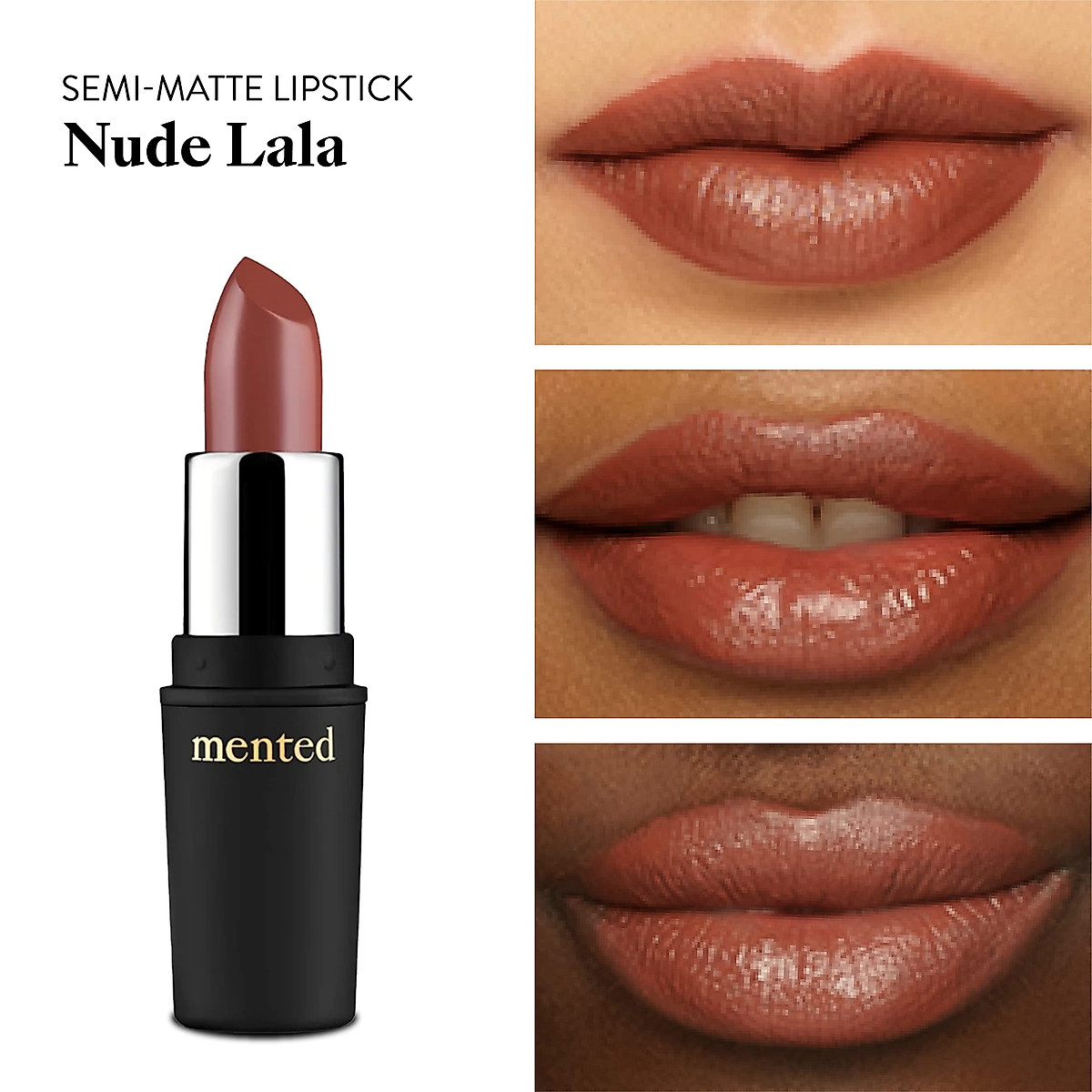 Mented Cosmetics Nude Lipstick for Women, Semi-Matte Long-Lasting Lip Stick, Moisturizing Vegan, Paraben & Cruelty-Free, Enhances All Complexions, Perfect for Everyday Makeup, Nude LaLa