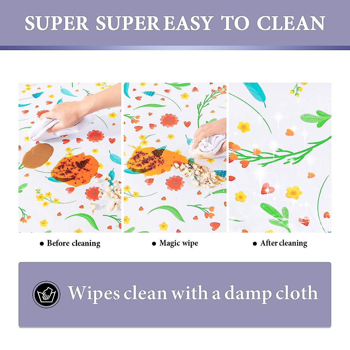 UMINEUX Round Fitted Vinyl Tablecloth with Elastic Edged & Flannel Backing, Waterproof Wipeable Round Table Cover for Indoor Outdoor Patio Use - Fits Tables up to 45" - 56" Diameter(Red-Flower)