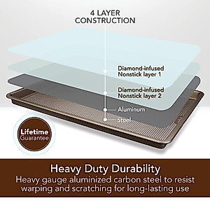 GoodCook Sweet Creations Textured Nonstick Large Cookie Baking Sheet, 17" x 11" x 1", Champagne Pewter