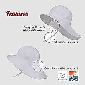 Ami&Li Baby Sun Hat Kids 100% Cotton Summer Toddler Adjustable UPF 50+ Beach Caps for Boys Girls