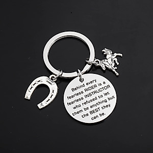 BAUNA Riding Instructor Thank You Key Ring Behind every Fearless Rider is a Fearless Instructor Horse Coach Gift (Horse Instructor Keychain)