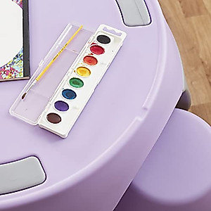 ECR4Kids Ayana Table and Stool Set, Outdoor Kids Table and Chairs, Light Purple/Light Grey, 5-Piece