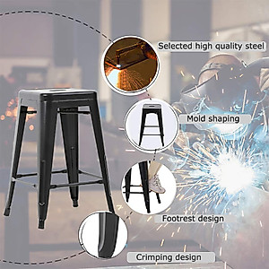 FDW Set of 4 Bar Stools 30 Inches Metal Bar Stool Counter Height Bar StoolsPatio Stool Stackable Barstools Kitchen Counter Stool Indoor/Outdoor Stool Metal Bar Stools Moden Dining Chairs