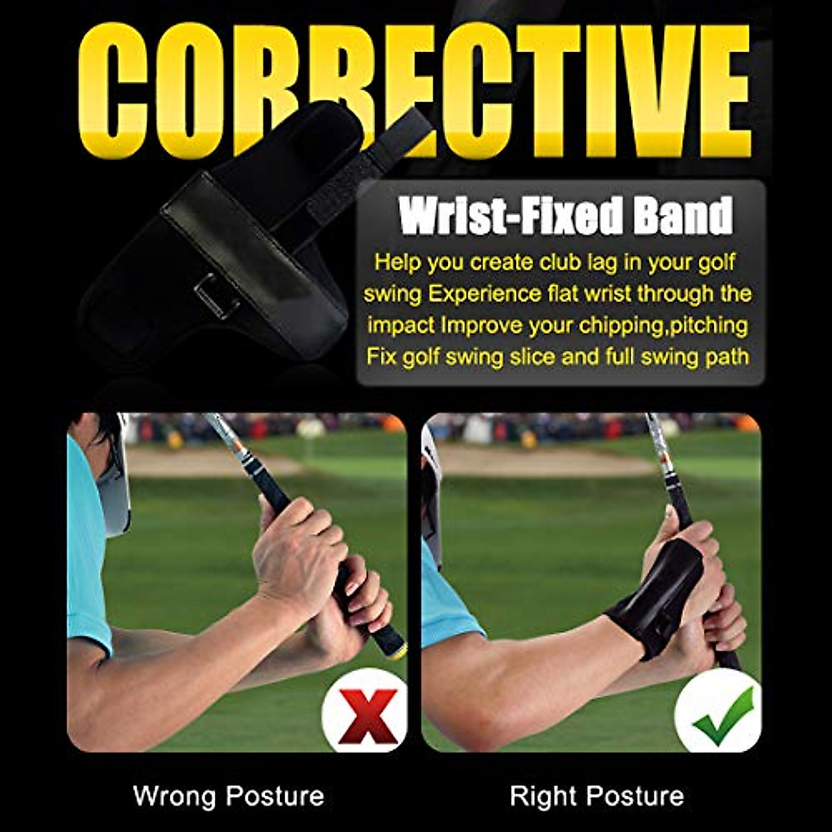 KINGTOP Golf Swing Training Aids Combo- Arm Band, Elbow Correction, Wrist Hinge Trainer, Wrist Brace Band, Leg Rod Corrector, Improve Your Golf Game to The Next Level