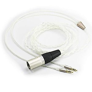 NewFantasia 4-pin XLR Balanced Cable 6N OCC Copper Single Crystal Silver Plated Cord Compatible with Hifiman Arya, Sundara, Ananda, HE400SE Headphones 2.1m/6.8ft (4-pin XLR to Dual 3.5mm Version)