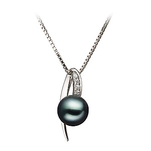 Destina Black 7-8mm AA Quality Japanese Akoya 925 Sterling Silver Cultured Pearl Pendant For Women
