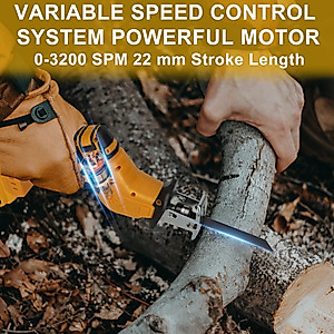 Reciprocating Saw For Dewalt 20V Max Battery, 3200 Strokes Per Minute Variable Speed Trigger Cordless Reciprocating Saw with Brushless Motor, 4 Saw Blades for Wood & Metal Cutting (Tool Only)