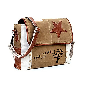 CLA Upcycled Canvas Star Crossbody Bag, Upcycled Canvas & Cowhide Crossbody Bag, Upcycled Canvas & Cowhide Leather Crossbody Bag for Women, Canvas Crossbody Bags for Women