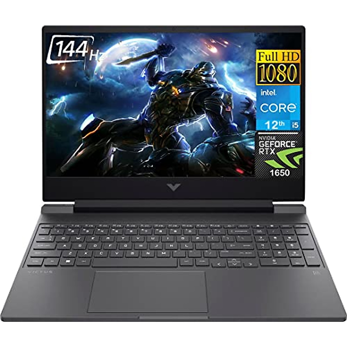 HP Victus Gaming Laptop, 15.6 Inch FHD 144 Hz Display, Intel Core i5-12450H, 16GB RAM, 512GB SSD, NVIDIA GeForce GTX 1650, Wi-Fi 6, Windows 11 Home, Bundle with JAWFOAL