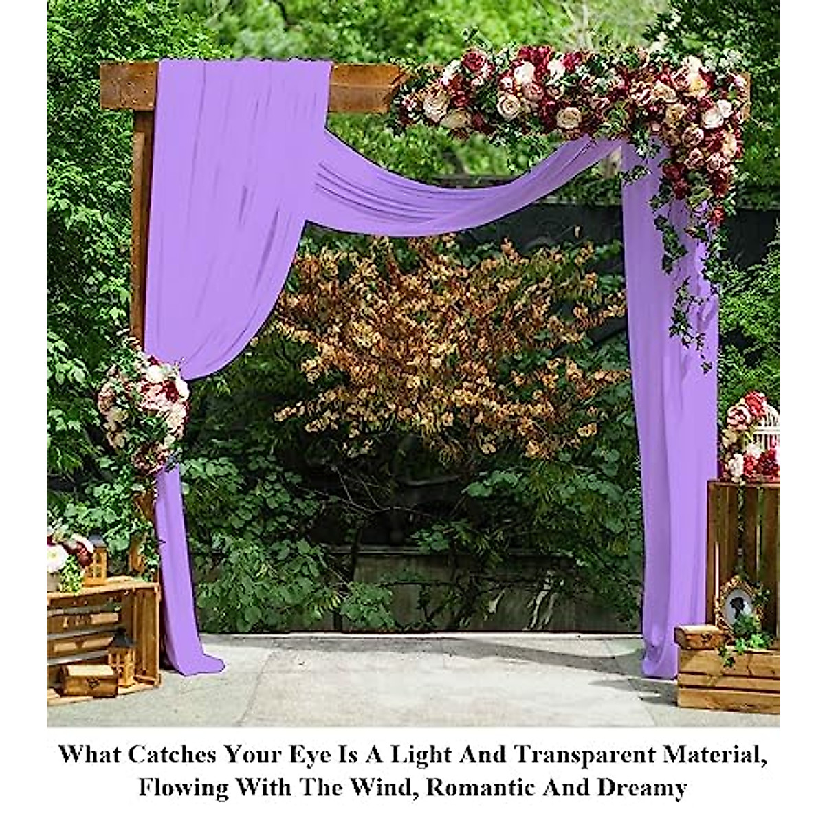 Chiffon Backdrop Curtain 29"x108" 2pc Chiffon Curtain Panels Chiffon Window Curtains Colorful Sheer Curtains Tulle Sheer Curtains Sheer Voile Fabric Chiffon Overlay Wedding (Lavender, 29x108-inch)