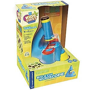 Kids First Big & Fun Microscope Science Experiment Kit | Easy-to-Use Kids Microscope | Ages 4-6 | STEM Experiment Guide and Full-Color User Manual | 72 Images | Extra-wide Eyepiec with Light-up Stage