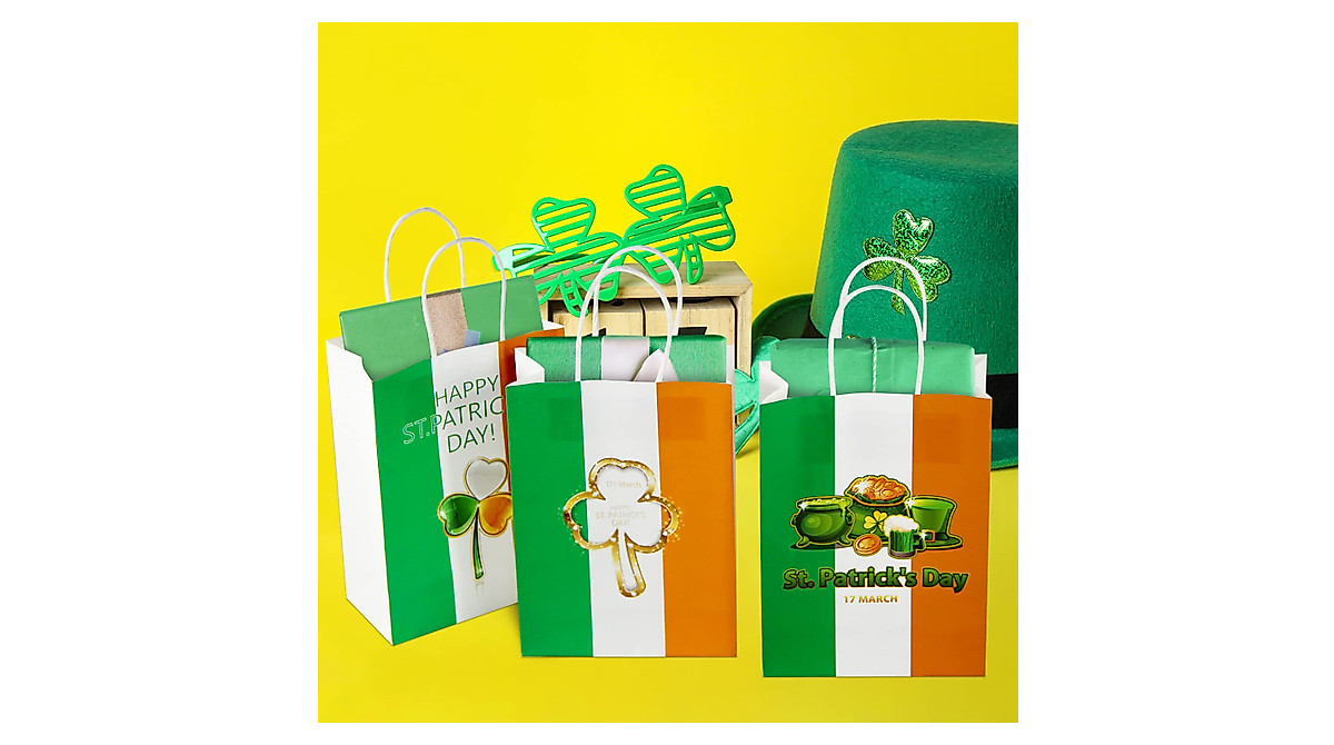 St. Patrick's Day Gift Bags Set - 24 Durable Irish Party Favor Bags