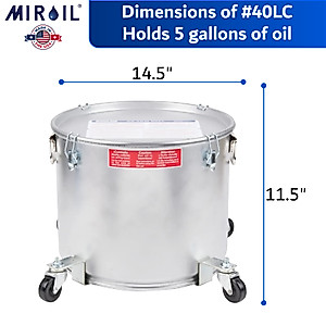 MirOil 40LC Restaurant Oil Caddy | Gasketed Safety Lid with Quick Lock Clips | Fryer Capacity Up to 35 lbs | Caster Wheel Base Included