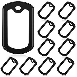 10 Pack Dog Tag Silicone Silencer Black Military Dog Tags Silencers for Authentic Military Id Tags Rubbers to Reduce Noise and Protect Tag, 52 x 31 mm/ 2.04 x 1.22 Inches
