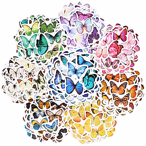 Knaid Butterfly Stickers Set (360 Pieces) - Decorative Colorful Assorted Insects Decals for Scrapbooking DIY Arts Crafts Album Bullet Journals Junk Journal Planners Water Bottles Phone Cases Laptops