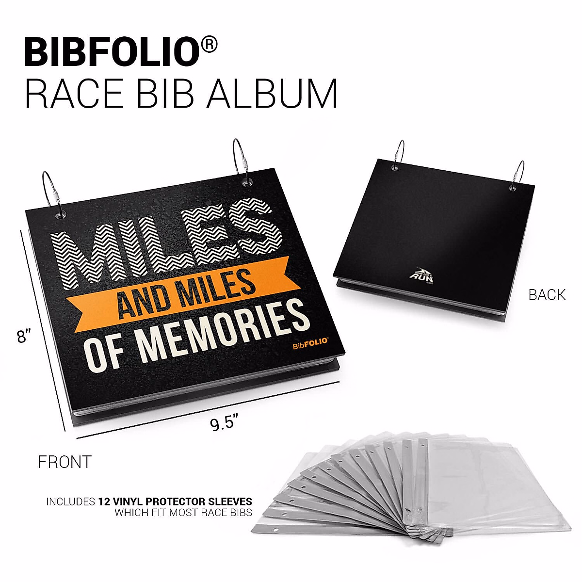Gone For a Run BibFOLIO Race Bib Album | Bib Holder Miles of Memories | Black