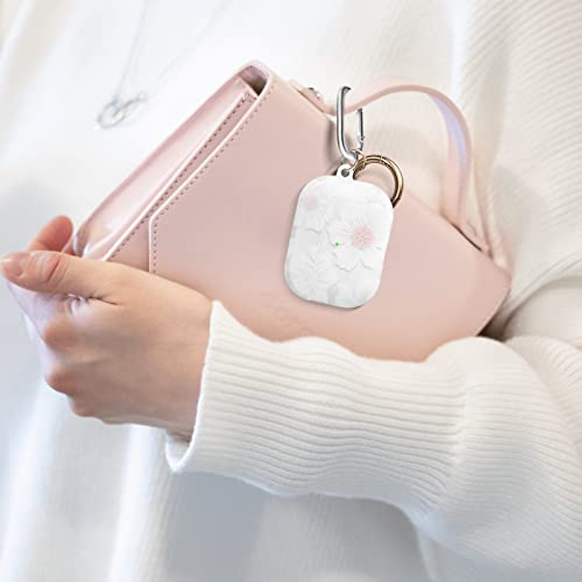 MOLOVA Airpods Pro Case Flower with Keychain Cute Floral Print Airpod Pro Protective Hard Case Cover for Apple Airpod Pro Charging Case LED Visible (Morning Glory)