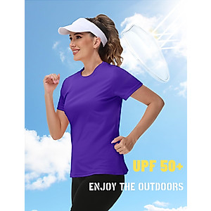 TACVASEN Womens Short Sleeve Shirts Athletic Workout Tops UPF 50+ Rash Guard Running Crew Neck Summer T-Shirts, Purple, M