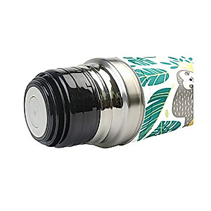 ZOEO Girls Sloth Water Bottle Kids Palm Tree Stainless Steel Water Bottles School Sports Thermos Insulated Metal Custom Coldest Vacuum Reusable 16 oz 500 ml, Leather Bottle Holder