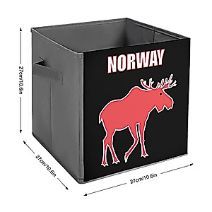 Norway Elk Canvas Collapsible Storage Bins Cube Organizer Baskets with Handles for Home Office Car