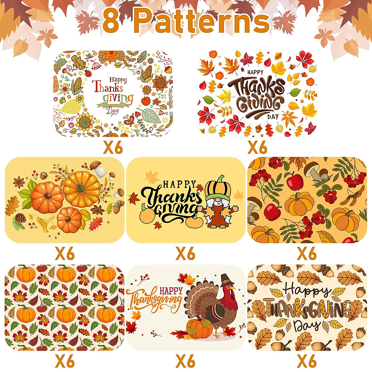 Thanksgiving Leftover Containers, 48 Pcs Thanksgiving Disposable Tin Foil Food Containers with Lids Aluminum To Go Storage Pans Foil Trays for Fall Party Supplies Thanksgiving Party Favors