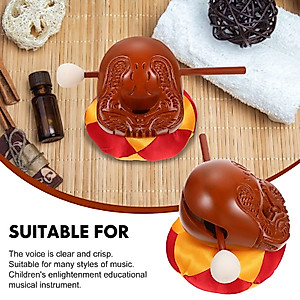 ERINGOGO Mokugyo with Mallet and Mat, Wooden Fish Camphorwood Temple Block, Zen Drum Meditation Percussion Instrument