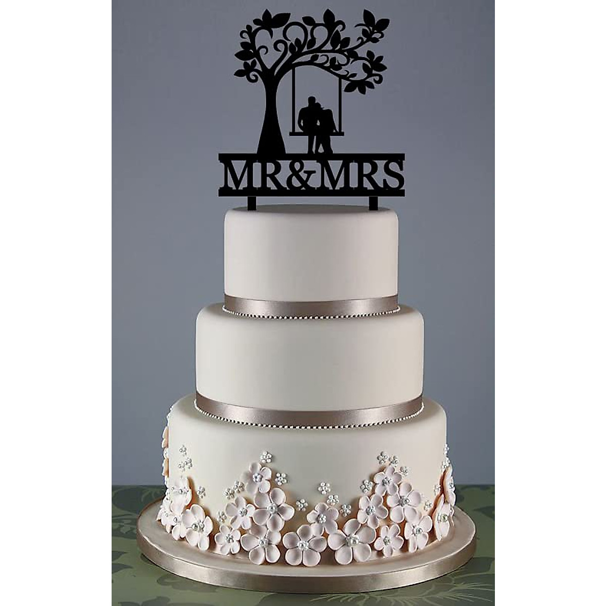 Yuezoloz Funny Wedding Cake Topper,The Bride and Groom Sitting in Swing Under Tree Wedding Cake Topper,Mr and Mrs Wedding Cake Topper, Romantic Wedding Shower/Anniversary Cake Topper (Tree & Swing)