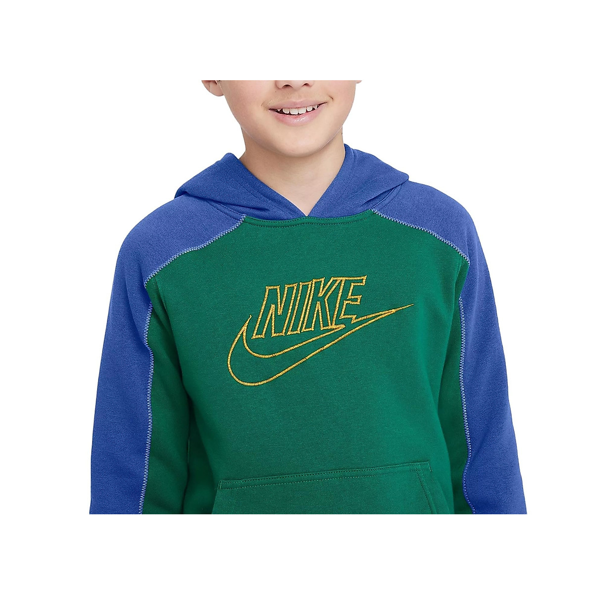 Nike Big Kids Boys' Amplify Sportswear Pullover Hoodie (Malachite/Game Royal, X-Large, XL)
