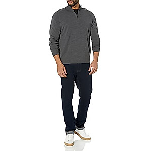 Amazon Aware Men's Regular-Fit Merino Wool Half-Zip Sweater (Available in Tall), Charcoal Heather, Large