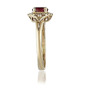 Gin & Grace 10K Yellow Gold Mozambique Genuine Ruby Ring with Diamonds |Ethically, authentically & organically sourced (Oval-Cut) shaped Ruby hand-crafted jewelry for her | Ruby Ring for women