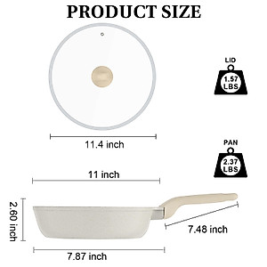 COOKER KING Nonstick Divided Pan for stove Tops, 3 Section Pan 10.6Inch Breakfast Frying Pan, PFOA Free, Compatible with All Stovetops