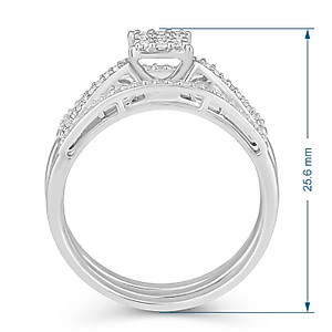 Jewelili Sterling Silver 1/4 Cttw Natural White Round Diamonds Ring, Size 7