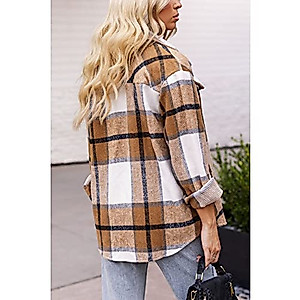 ZAFUL Shackets for Women 2022 Oversized Flannel Shirts for Women Plaid Jackets