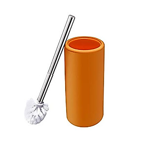 CNKOBE 6 Pcs Plastic Bathroom Accessory Set Luxury Bath Accessories Bath Set Lotion Bottles, Toothbrush Holder, Tooth Mug, Soap Dish, Toilet Brush, Trash Can, Rubbish Bin (Orange)