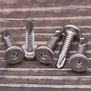 #12 x 3/4" Flat Socket Head Self Tapping Screws Sheet Metal Screws 50 of Pack, 410 Stainless Steel Self Drilling Screws, Bright Finish