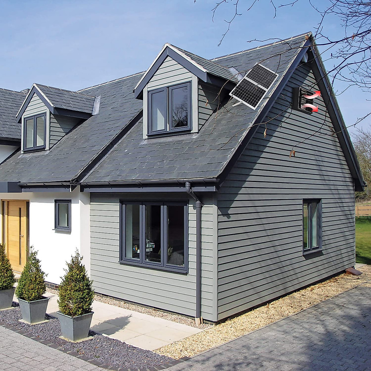 AntPay 20W Solar Powered Exhaust Fan,9 Inch High Speed Waterproof Fan with Anti-backflow Valve,3000r/min 400CFM Large Airflow,11Ft On/Off Switch Cable for Chicken Coop,Outside,Greenhouse