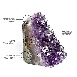 DEEP PURPLE PROJECT Large Amethyst Clusters 1 Lb to 1.7 Lb Quartz Crystal Geode Plus: Premium Gift Box Spiritual Healing Stone