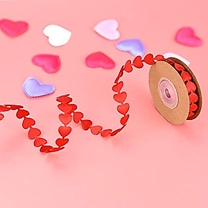 6 Pieces Mother's Day Ribbons Printed Heart Satin Ribbons for Gift Wrapping DIY Supplies Birthday Party Decoration