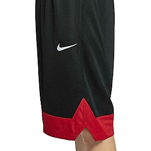 Nike Dry Men's Dri-Fit Elite Basketball Shorts (Black/White/Red, Medium)